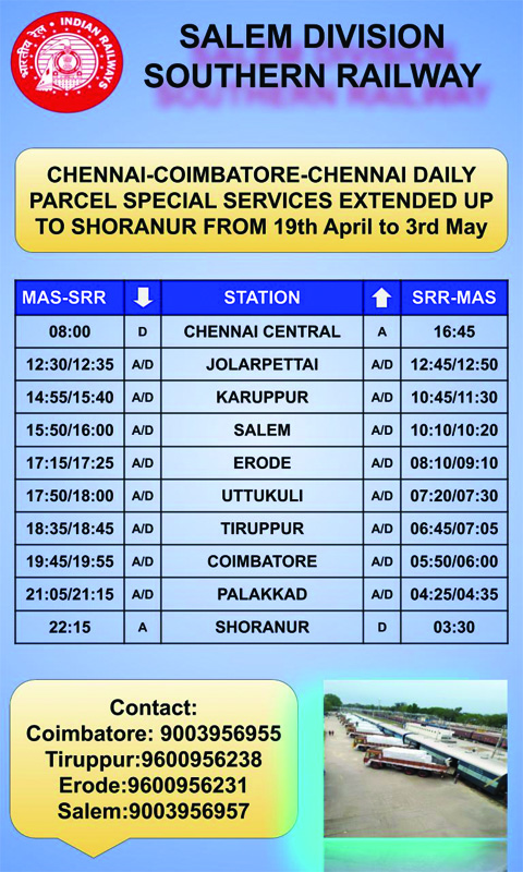 Southern Railway endeavours seamless transport of Medical Essentials on ...